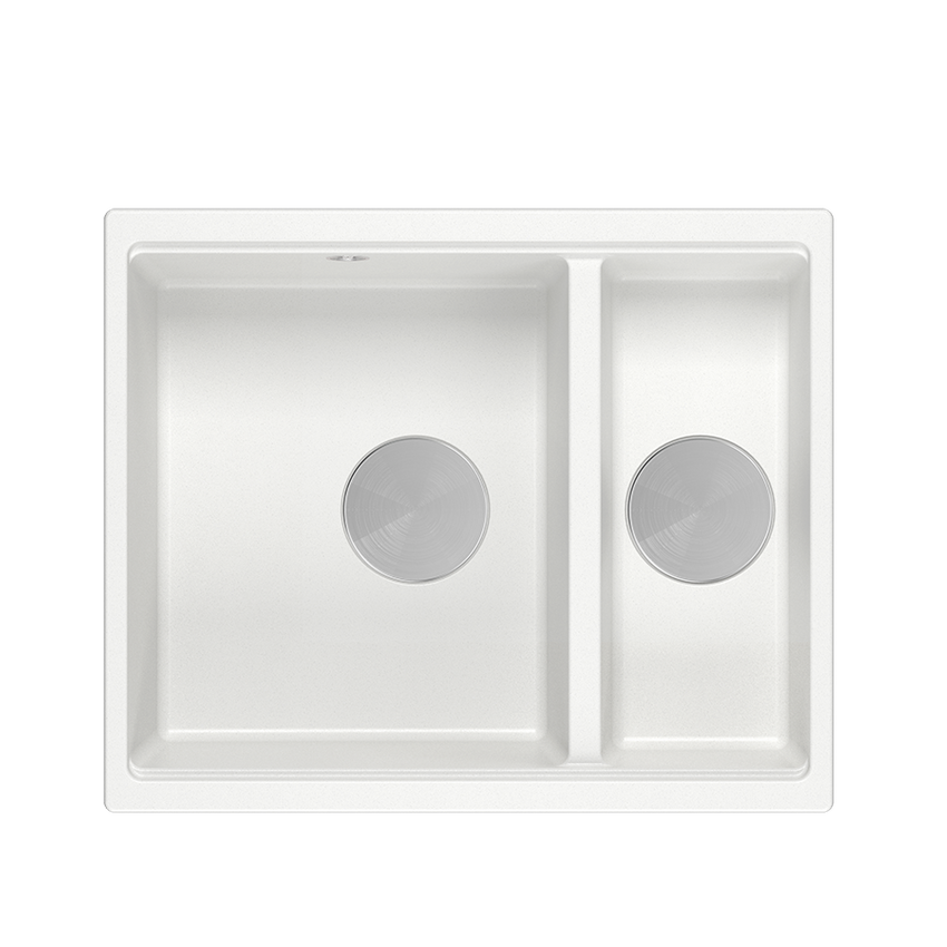 QUADRON | LOGAN 150 | granitowy zlewozmywak kuchenny BIAŁY + STAL ...