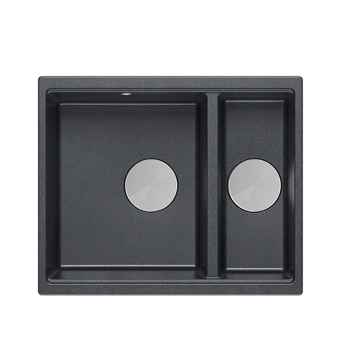 QUADRON | LOGAN 150 | granitowy zlewozmywak kuchenny CZARNY + STAL ...