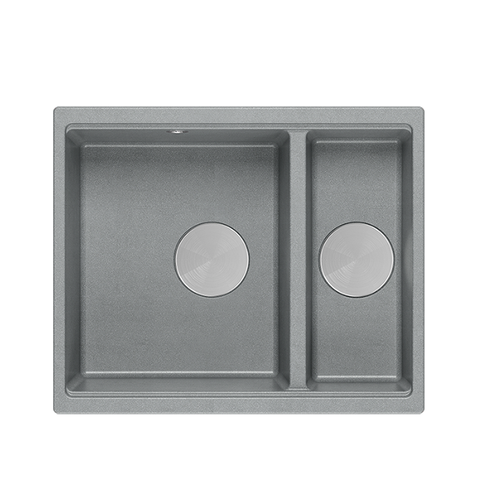 QUADRON | LOGAN 150 | granitowy zlewozmywak kuchenny SZARY + STAL ...