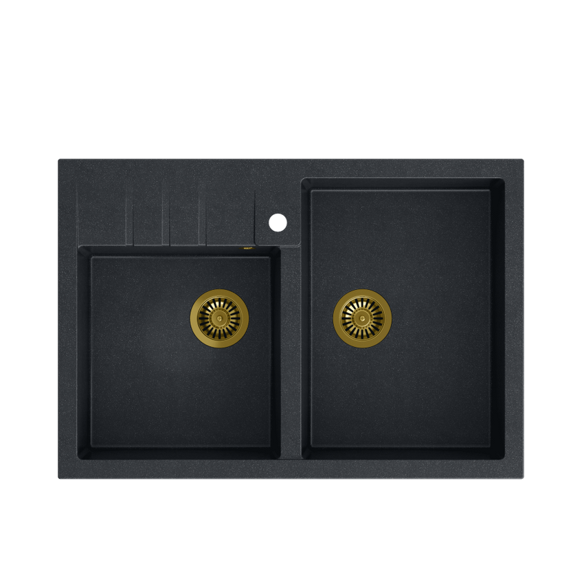 Quadron | BILL 120 | granitowy zlewozmywak kuchenny CZARNY kropkowany ...